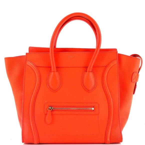 Celine | Bags | Celine Luggage Bag Smooth Leather Mini Orange | Poshmark